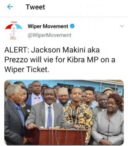 Wiper leader Kalonzo Musyoka confirms Prezzo will vie for Kibra ...